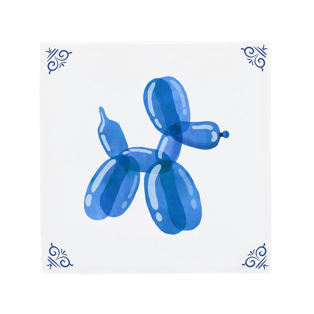 Delft Blue Ceramic Tile: Jeff Koons Balloon Dog | Modern Dutch Design ...
