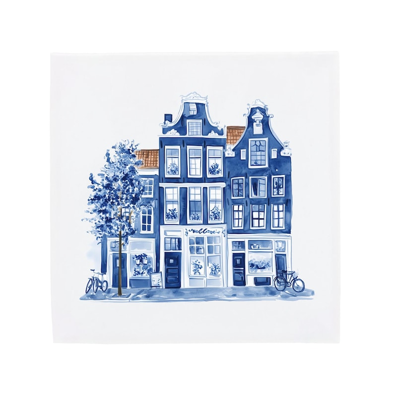 Dutch Delft Blue Ceramic Tile, Amsterdam Canal Houses (handmade) - Etsy