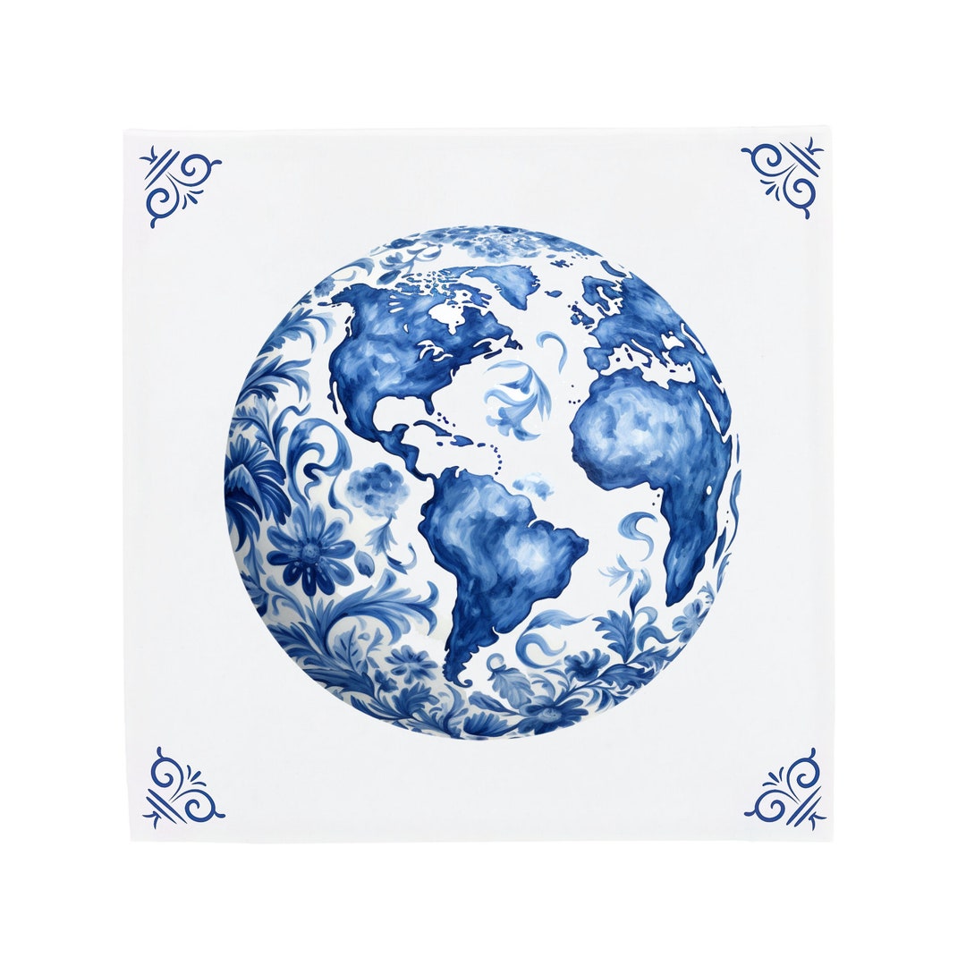 Ceramic Delft Tile: Blue and White Globe - Traditional Dutch Art - Etsy