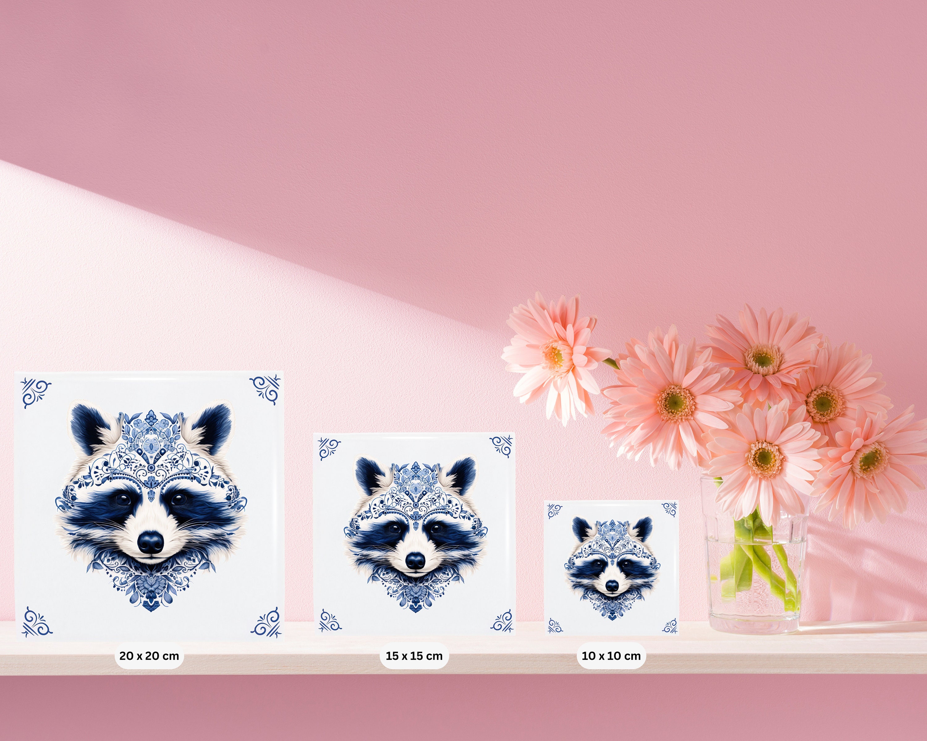 Delft Blue Ceramic Tile: Majestic Racoon Modern Dutch - Etsy