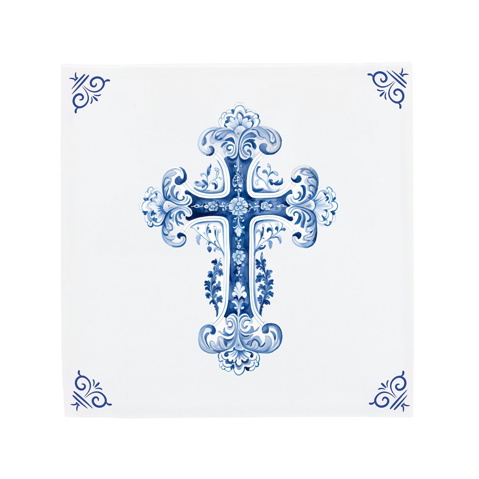 Delft Blue Ceramic Tile: Decorated Cross Modern Dutch - Etsy