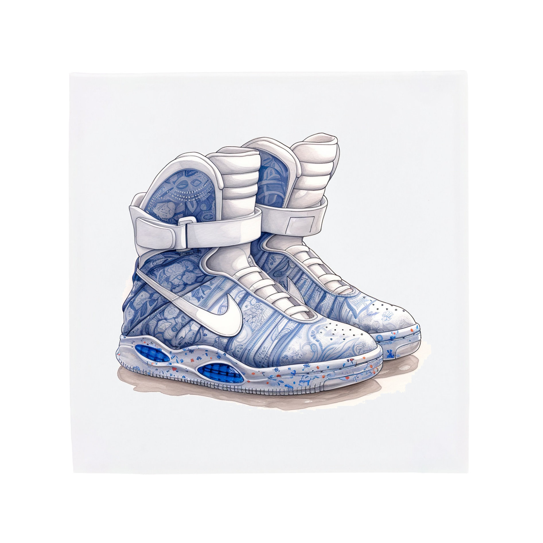 Delft Blue Ceramic Tile: Nike Air Mag Sneakers Modern Dutch - Etsy