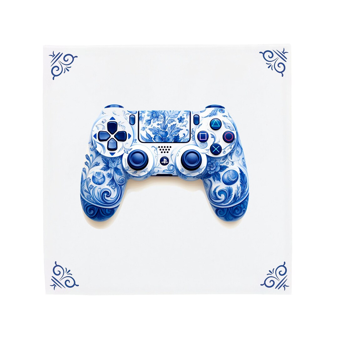 Playstation Controller Delft Blue Ceramic Tile, Playstation Art ...