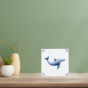 Delft Blue Ceramic Tile: Decorated Blue Whale Modern Dutch Design ...