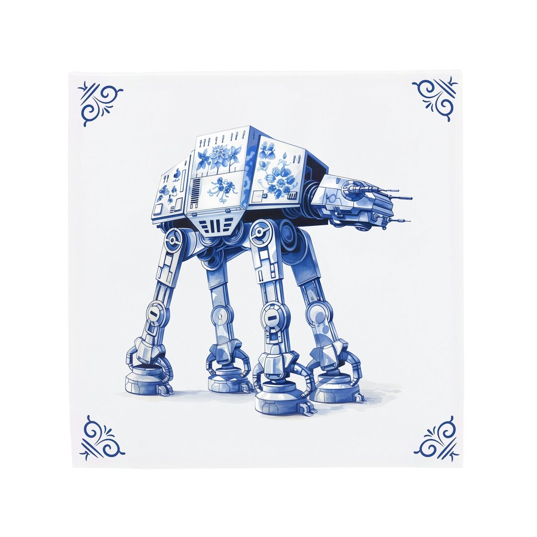 Delft Blue Ceramic Tile: AT-AT Star Wars | Modern Dutch Design ...