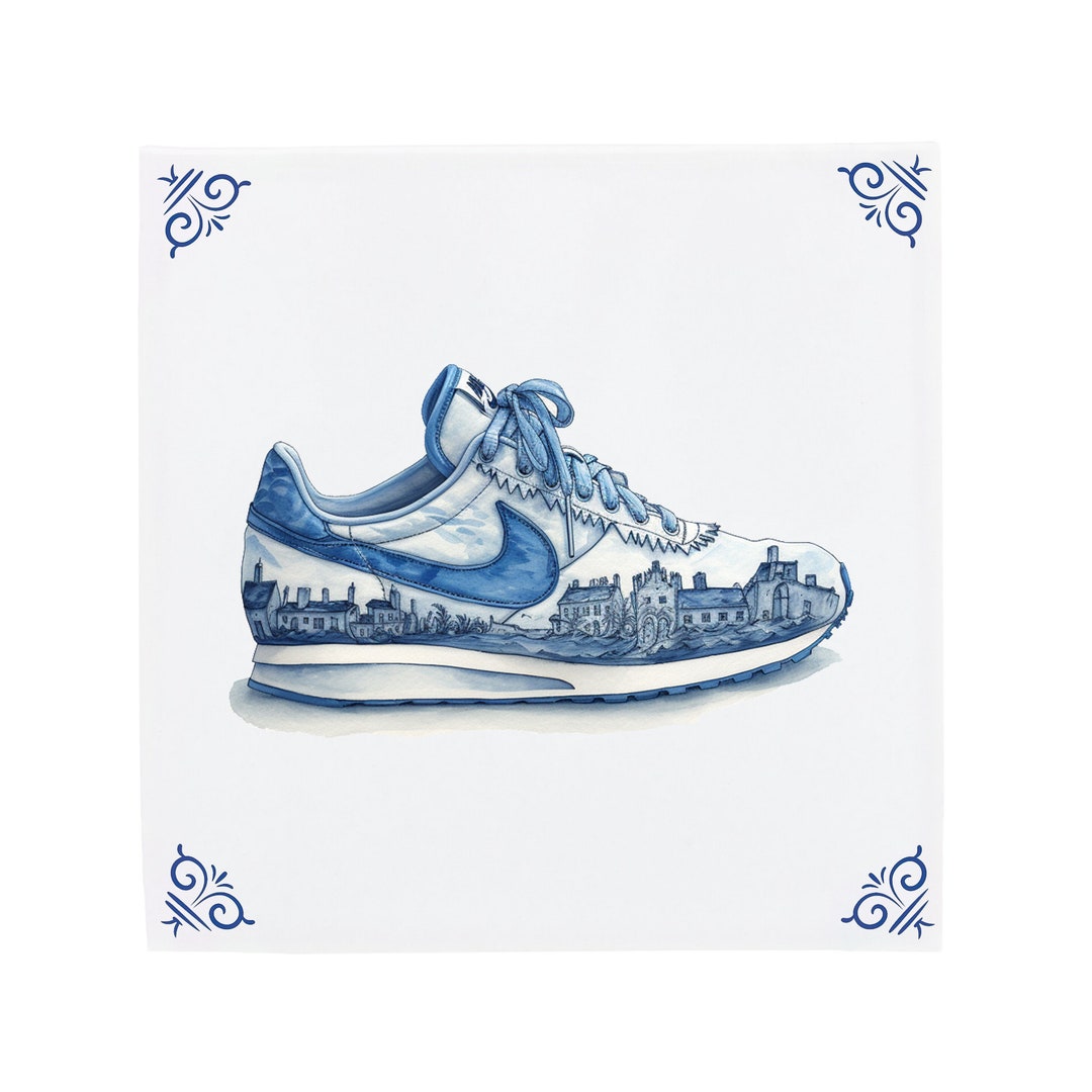 Handmade Nike Shoe Delft Blue Tile, Unique Sneakerhead Gift, Sneaker ...