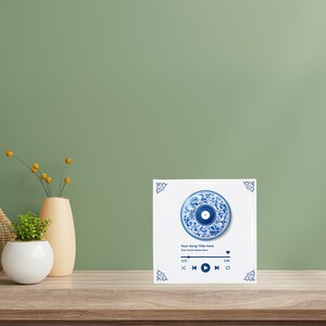 Personalized Ceramic Album Cover Song Plaque Delft Blue Tile, Modern ...