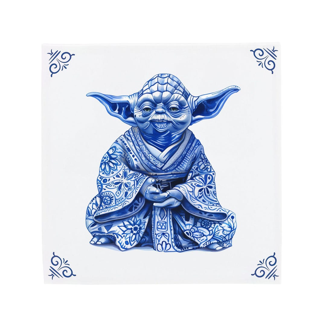 Delft Blue Ceramic Tile: Yoda Star Wars | Modern Dutch Design ...
