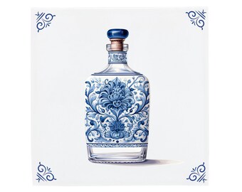 Delft Blue Ceramic Tile: Decorated Jellyfish Modern Dutch Design ...