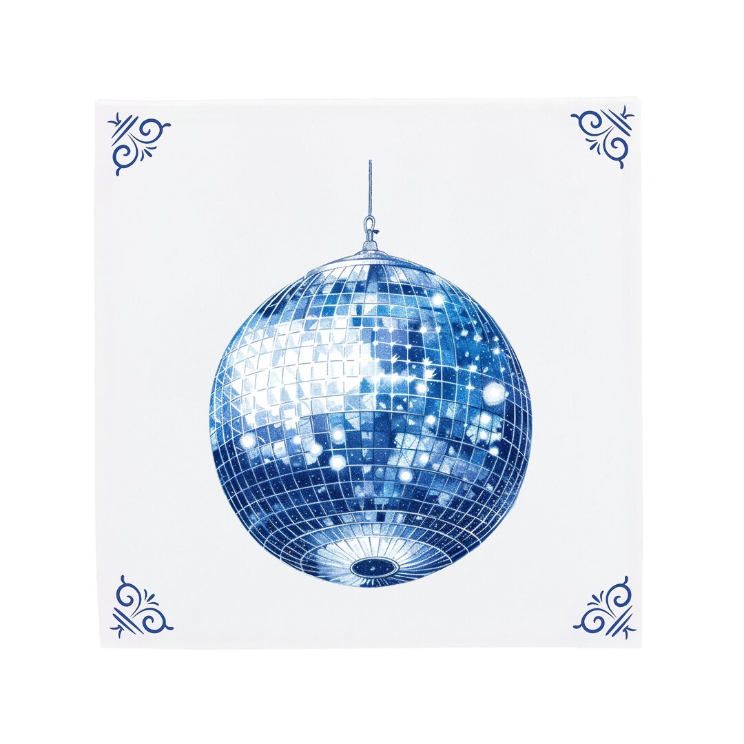 Delft Blue Ceramic Tile: Disco Ball | Modern Dutch Design, Handcrafted ...