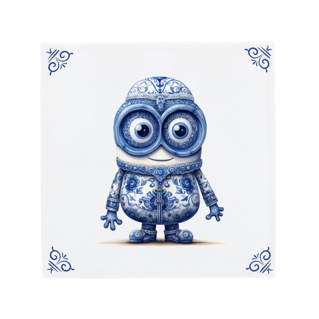 Delft Blue Ceramic Tile: Minion | Modern Dutch Design, Handcrafted ...