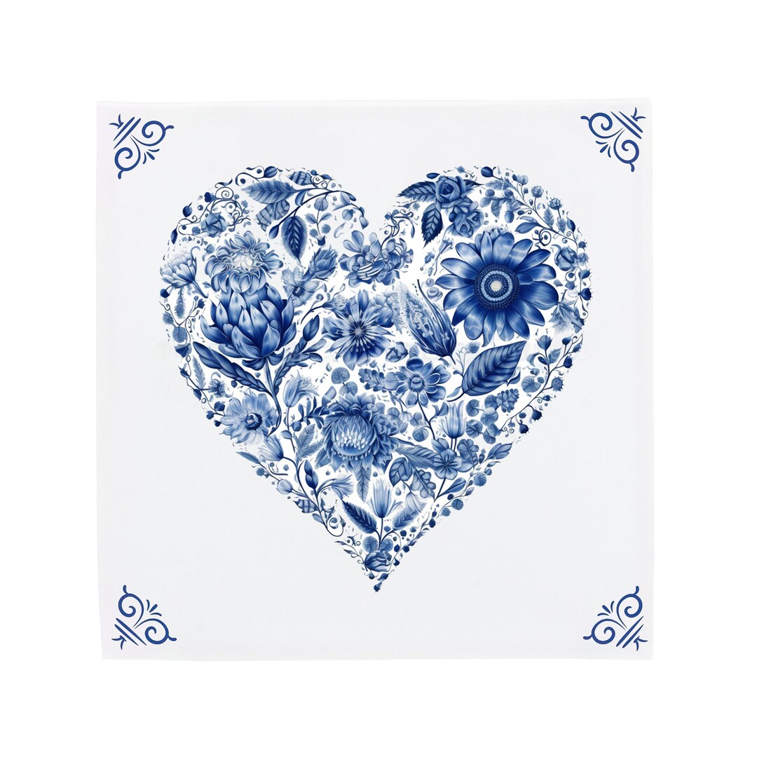 Ceramic Delft Blue Tile: Traditional Heart Motif - Handcrafted Art - Etsy