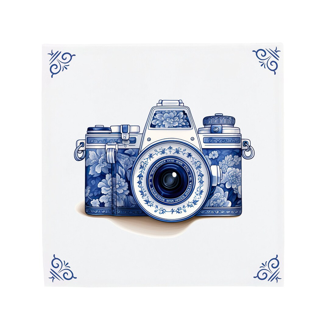 Classic Camera Delft Tile: Blue and White Ceramic Art (multiple Sizes ...