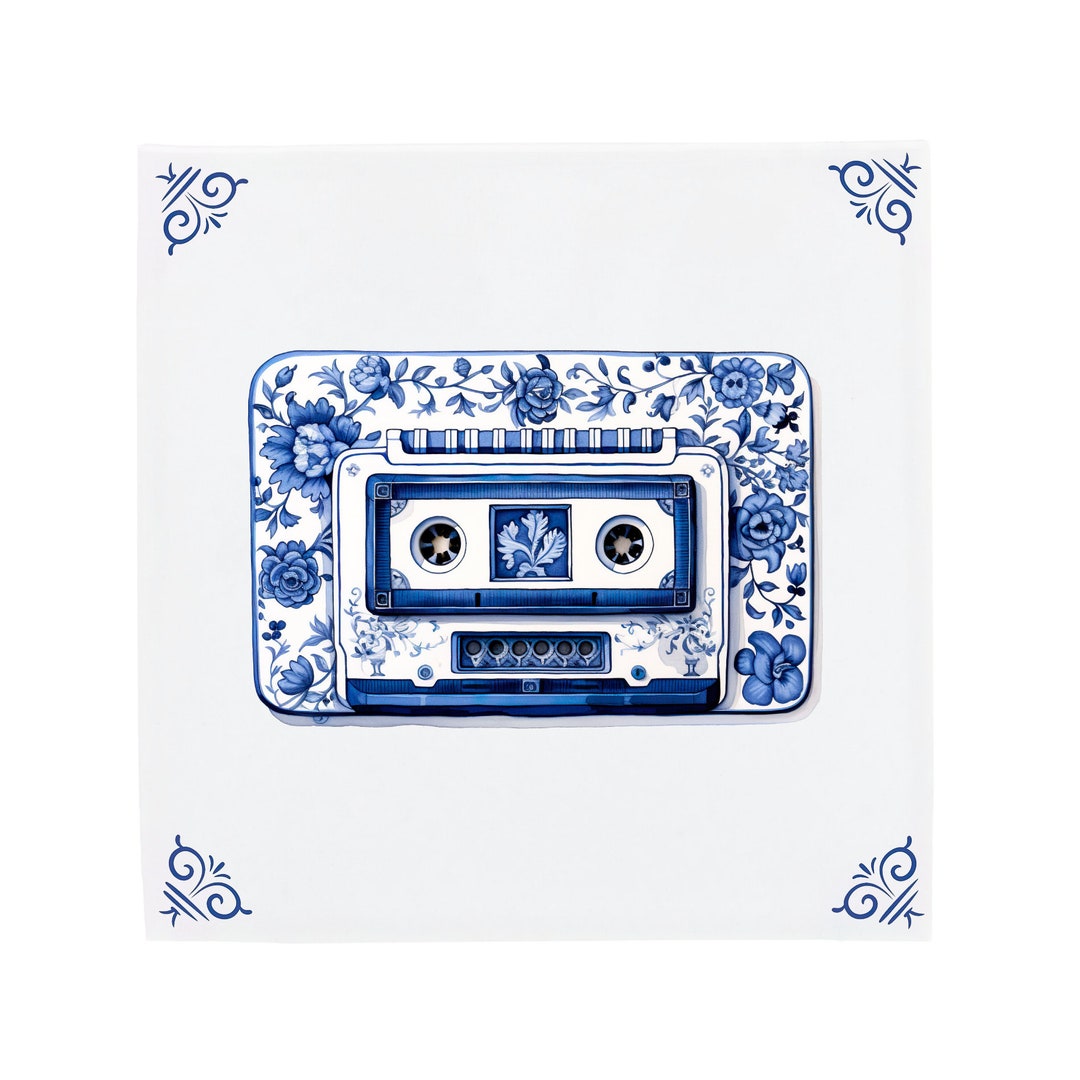 Ceramic Tile Art: Delft Blue Vintage Cassette - Dutch Handpainted - Etsy