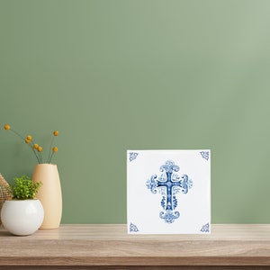 Delft Blue Ceramic Tile: Decorated Cross Modern Dutch Design ...