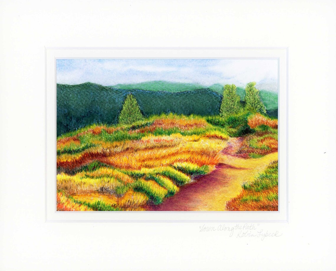 Fall Mountain Landscape With Path Original Color Pencil Drawing Home ...
