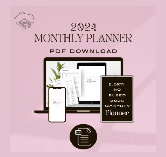 2024 Monthly Planner, Planner Template, 2024 Monthly Planner Printable ...