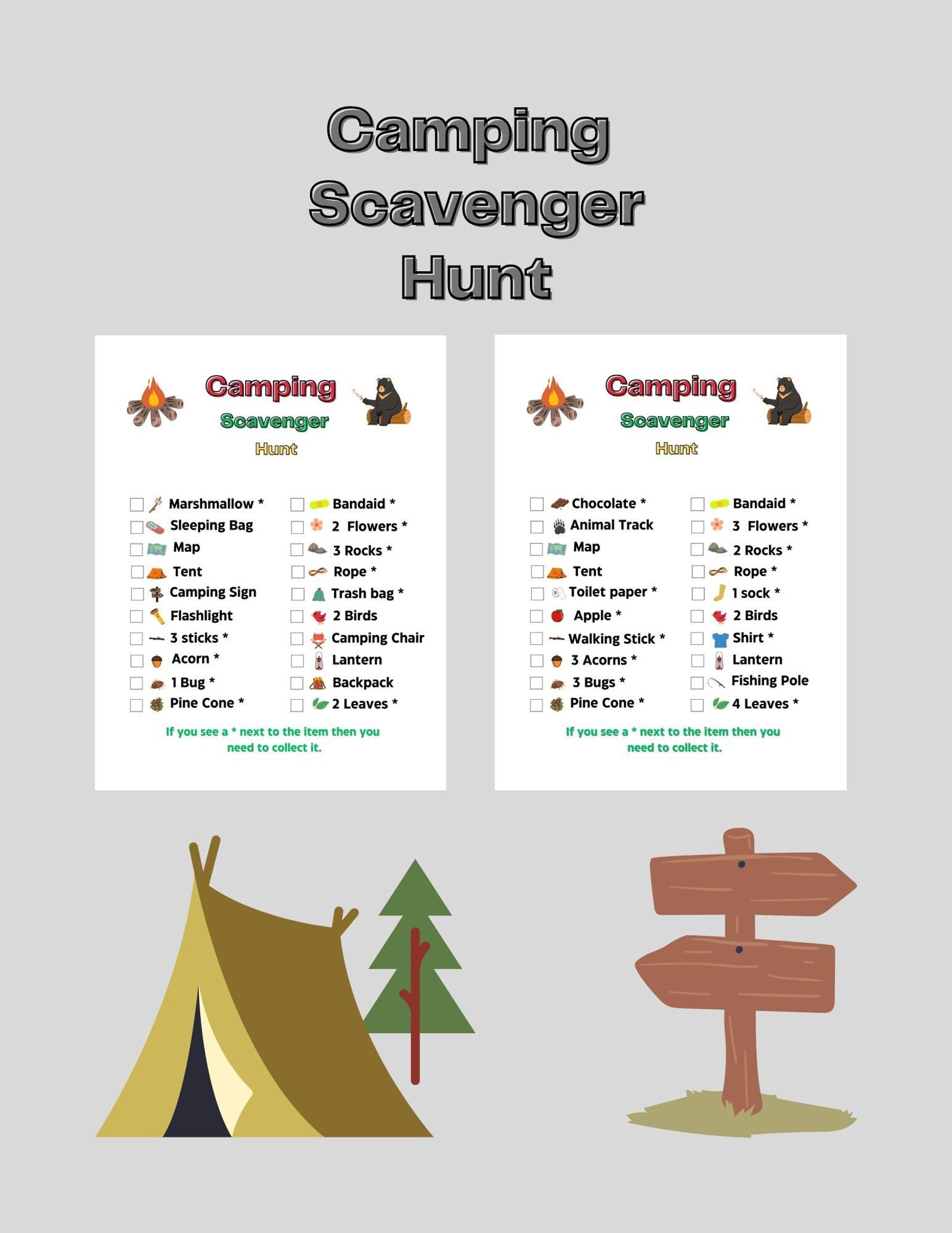Camping Scavenger Hunt for Kids Includes 4 Different Scavenger Hunt ...