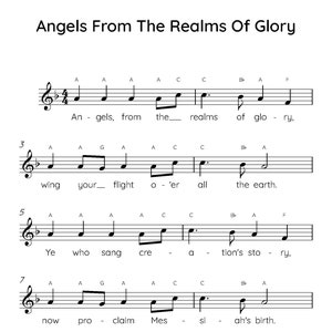 Angels From the Realms of Glory Easy Piano Sheet Music, Digital ...