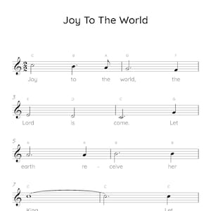 Joy to the World Easy Piano Sheet Music, Digital Downloadable Musical ...