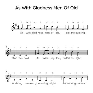 As With Gladness Men of Old Easy Piano Sheet Music, Digital ...