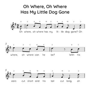 Oh Where Oh Where Has My Little Dog Gone Easy Piano Sheet Music ...