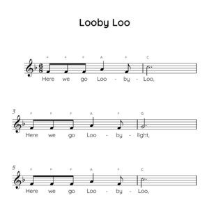 Looby Loo Easy Piano Sheet Music, Digital Downloadable Musical Sheets ...