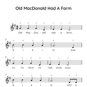 Old Macdonald Had A Farm Easy Piano Sheet Music (digital Download ...