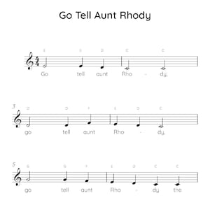 Go Tell Aunt Rhody Easy Piano Sheet Music, Digital Downloadable Musical ...