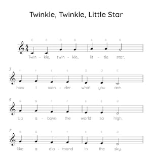 Twinkle Twinkle Little Star Easy Piano Sheet Music, Digital ...