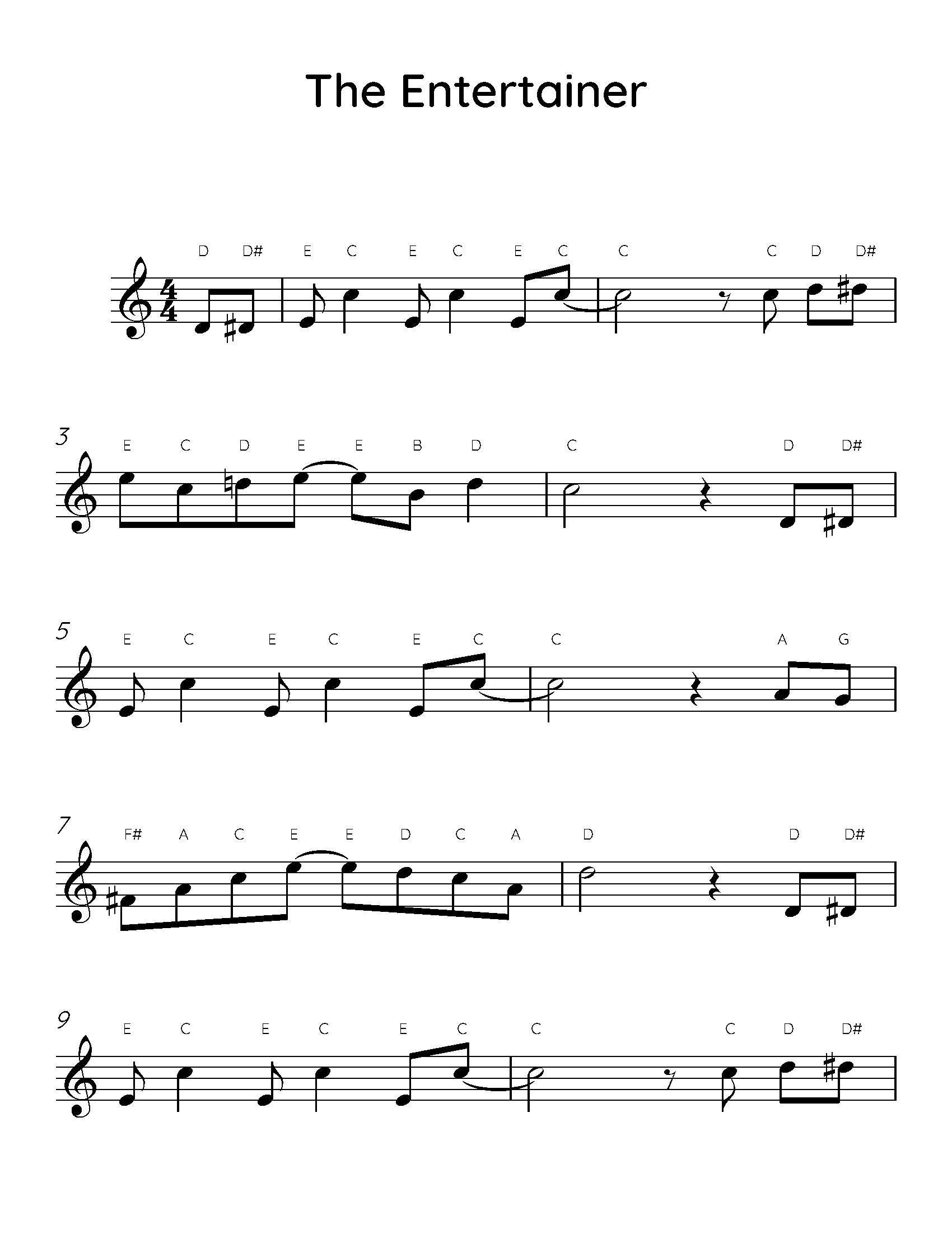 The Entertainer Easy Piano Sheet Music, Digital Downloadable Musical Sheets, Kids Beginner Songs ...