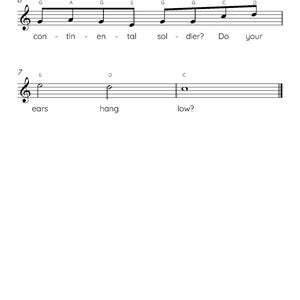 Do Your Ears Hang Low Easy Piano Sheet Music, Digital Downloadable ...