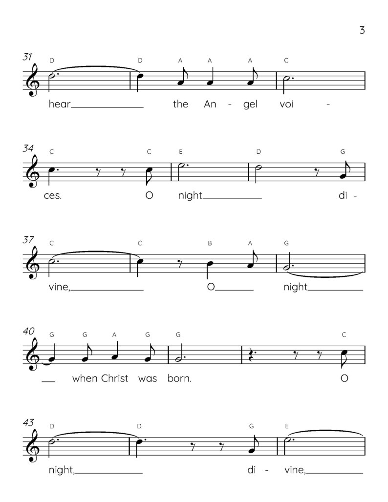 O Holy Night Easy Piano Sheet Music (digital Download), Kids Beginner ...