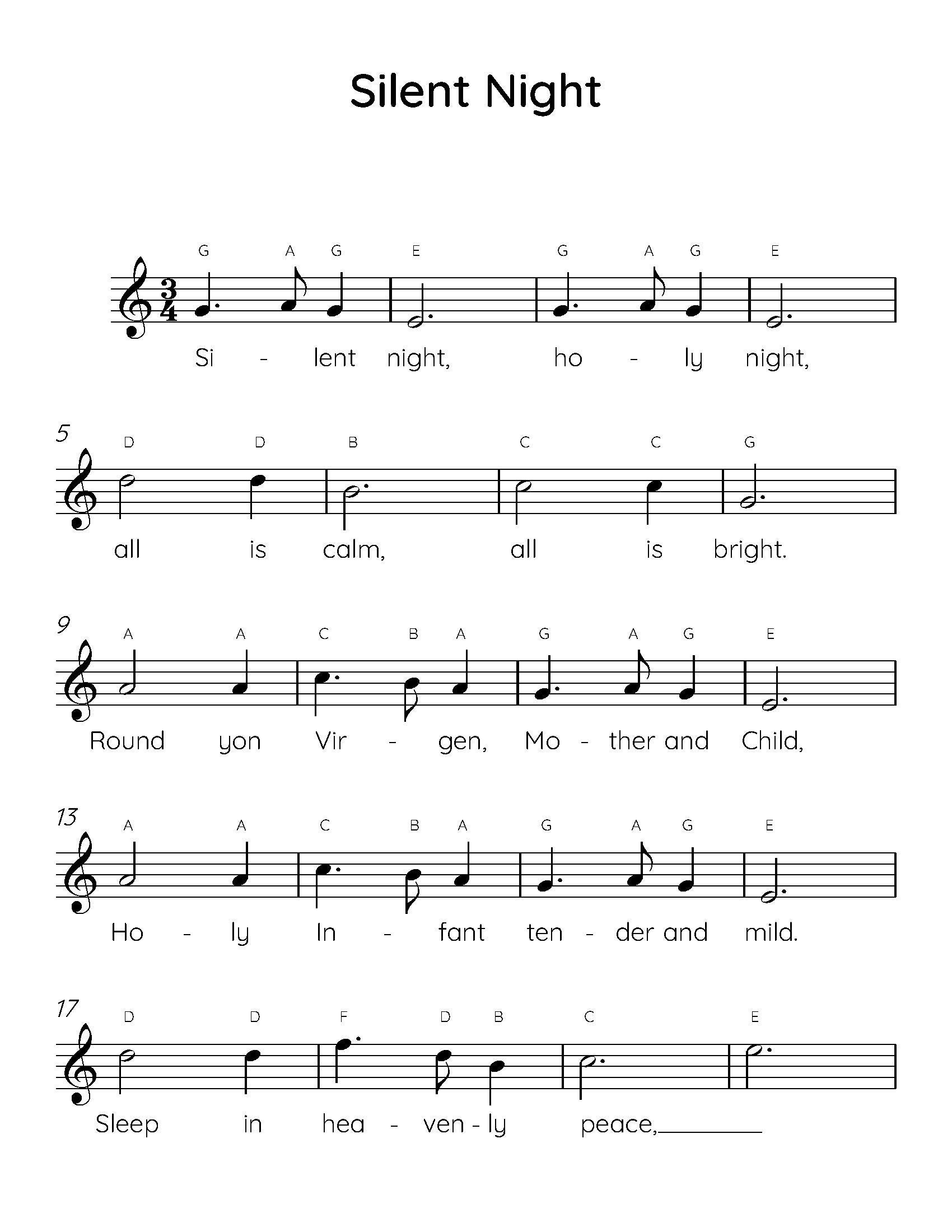 Silent Night Easy Piano Sheet Music, Digital Downloadable Musical ... Silent Night Easy Piano Sheet Music, Digital Downloadable Musical ...