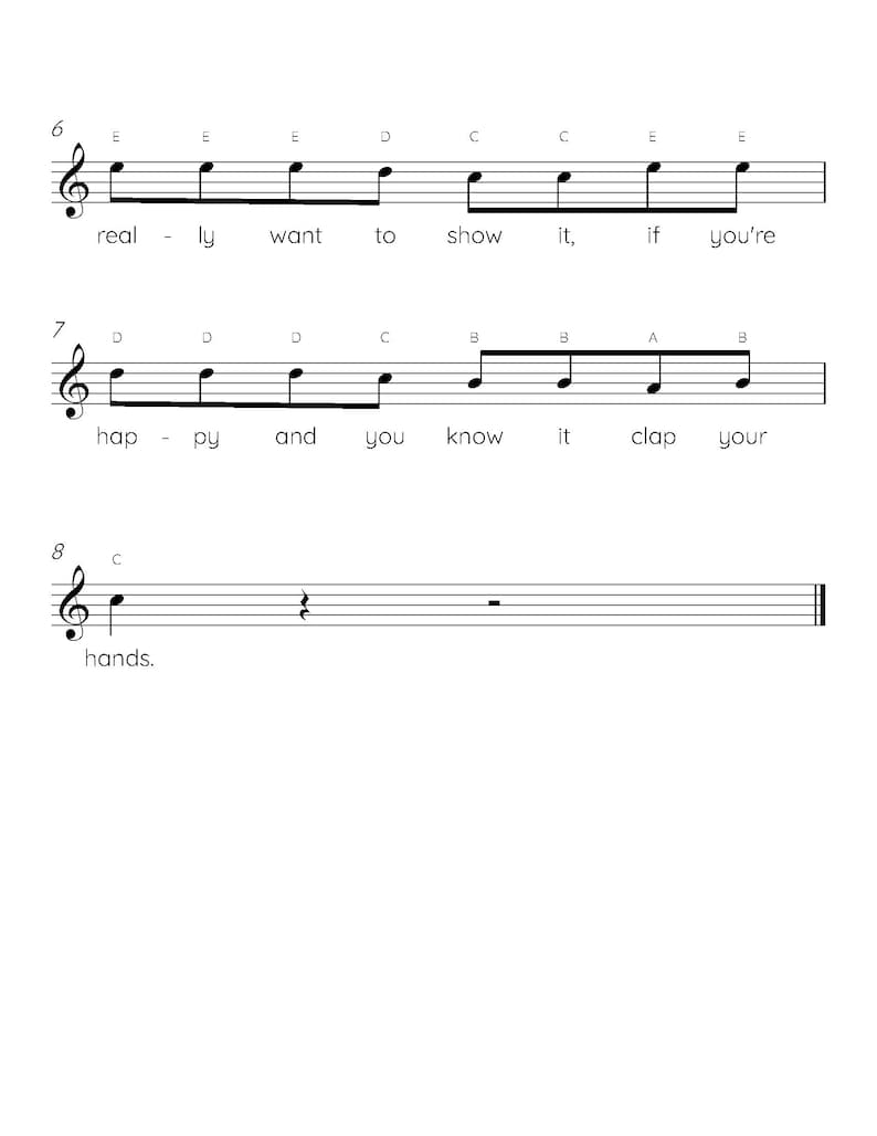 If You're Happy and You Know It Easy Piano Sheet Music, Digital ...