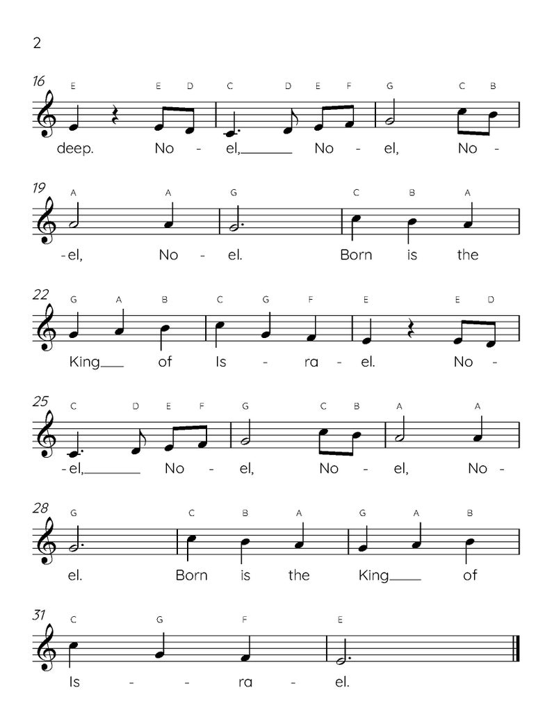 The First Noel Easy Piano Sheet Music, Digital Downloadable Musical ...