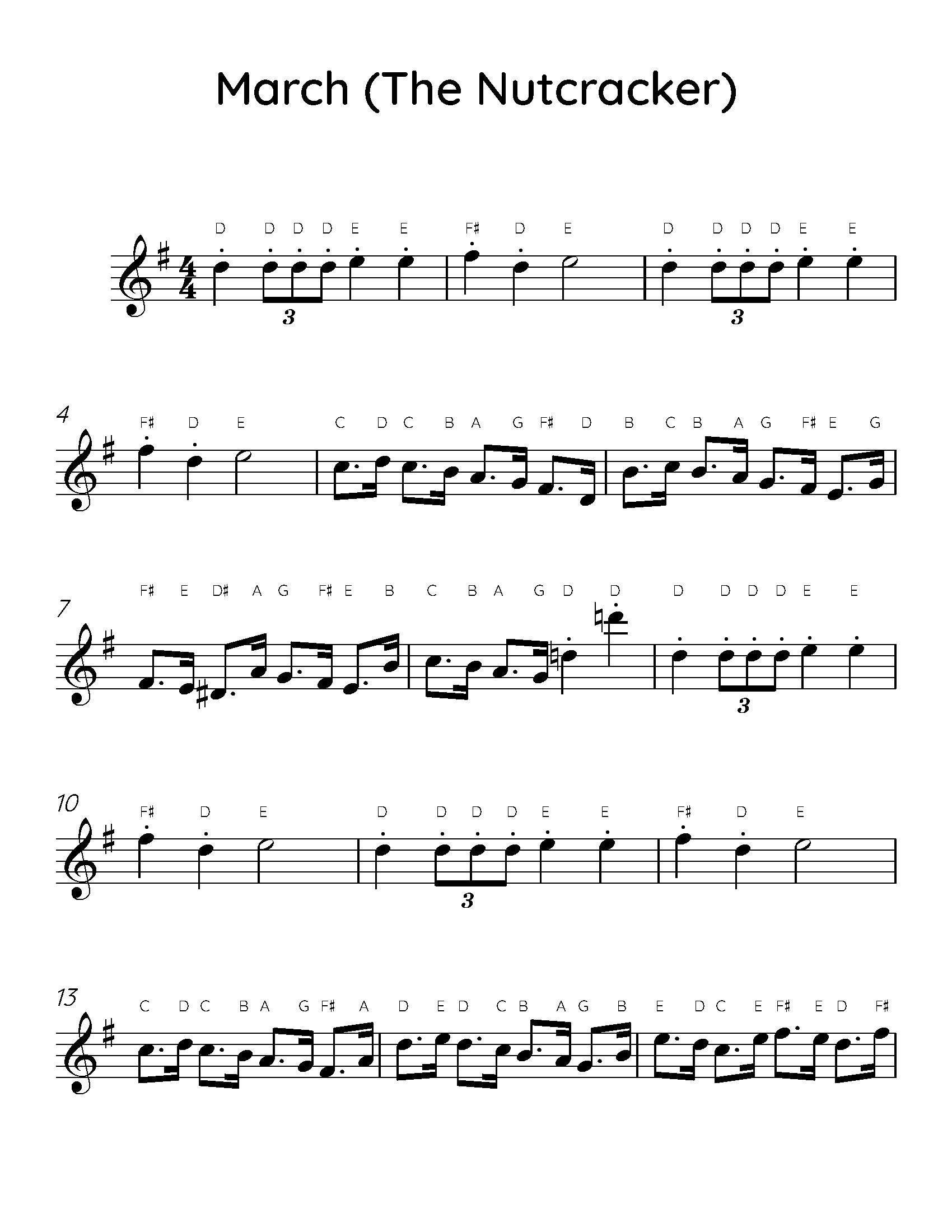 March From the Nutcracker Easy Piano Sheet Music, Digital Downloadable ...