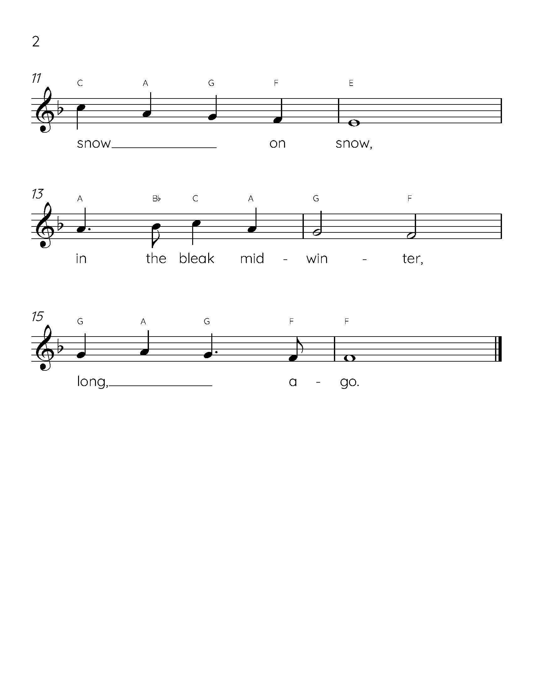 In the Bleak Midwinter Easy Piano Sheet Music, Digital Downloadable ...