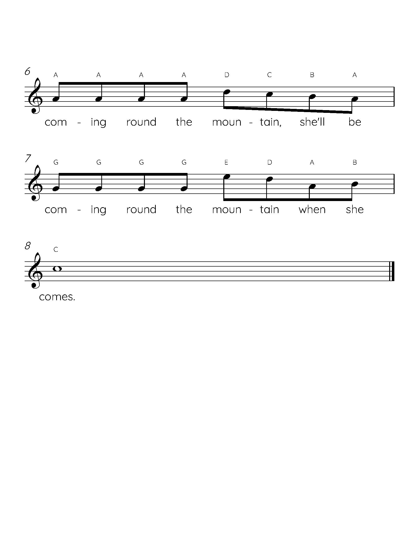 She'll Be Coming Round the Mountain When She Comes Easy Piano Sheet ...