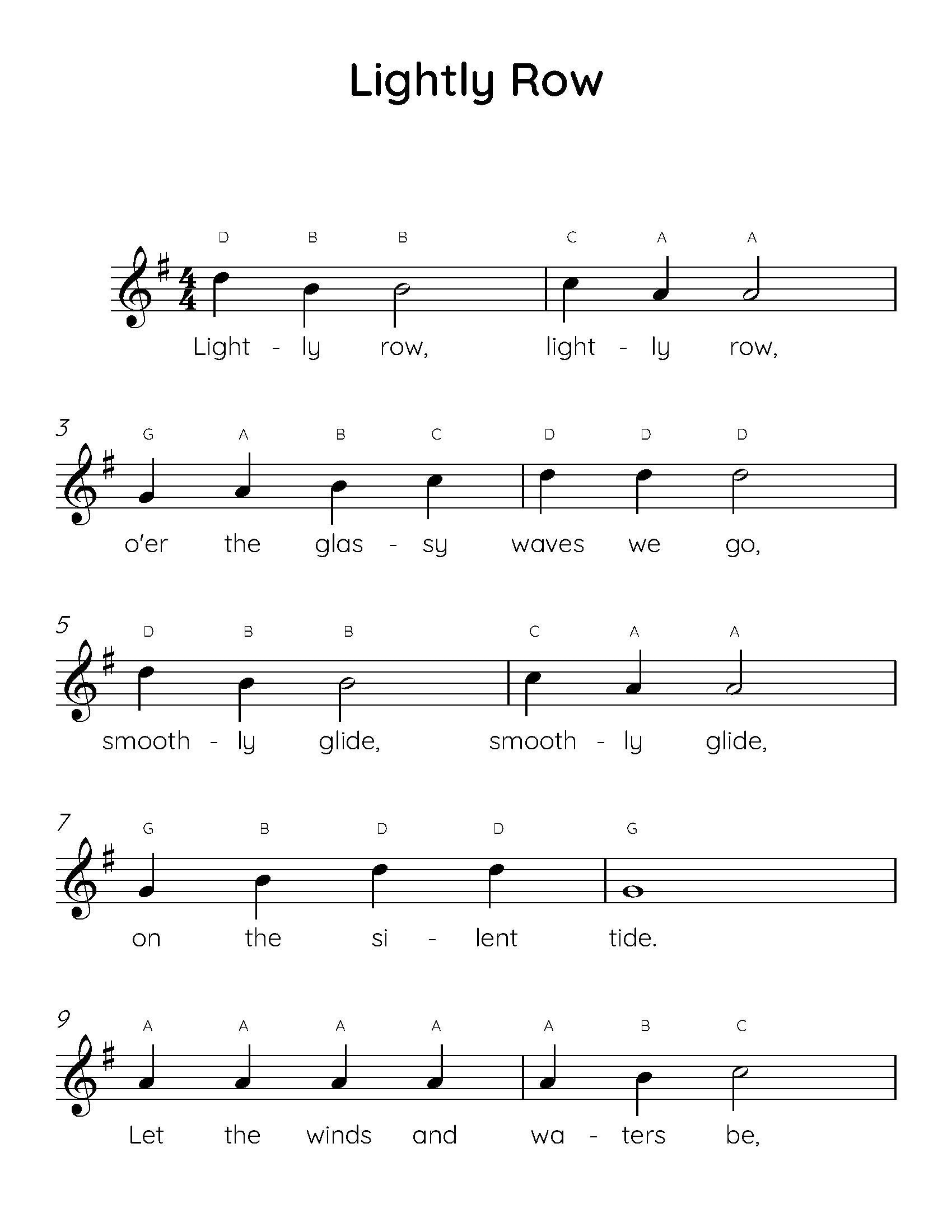Lightly Row Easy Piano Sheet Music, Digital Downloadable Musical Sheets ...