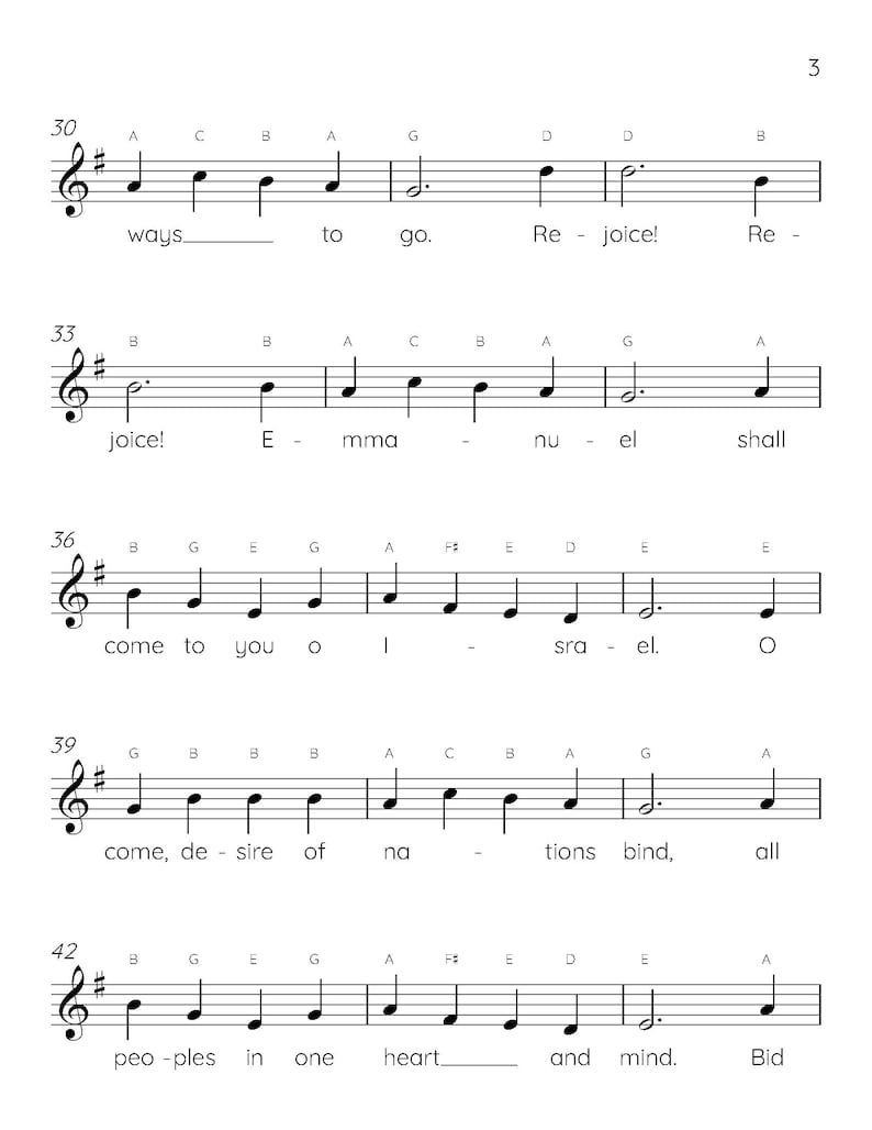 O Come O Come Emmanuel Easy Piano Sheet Music (digital Download ...