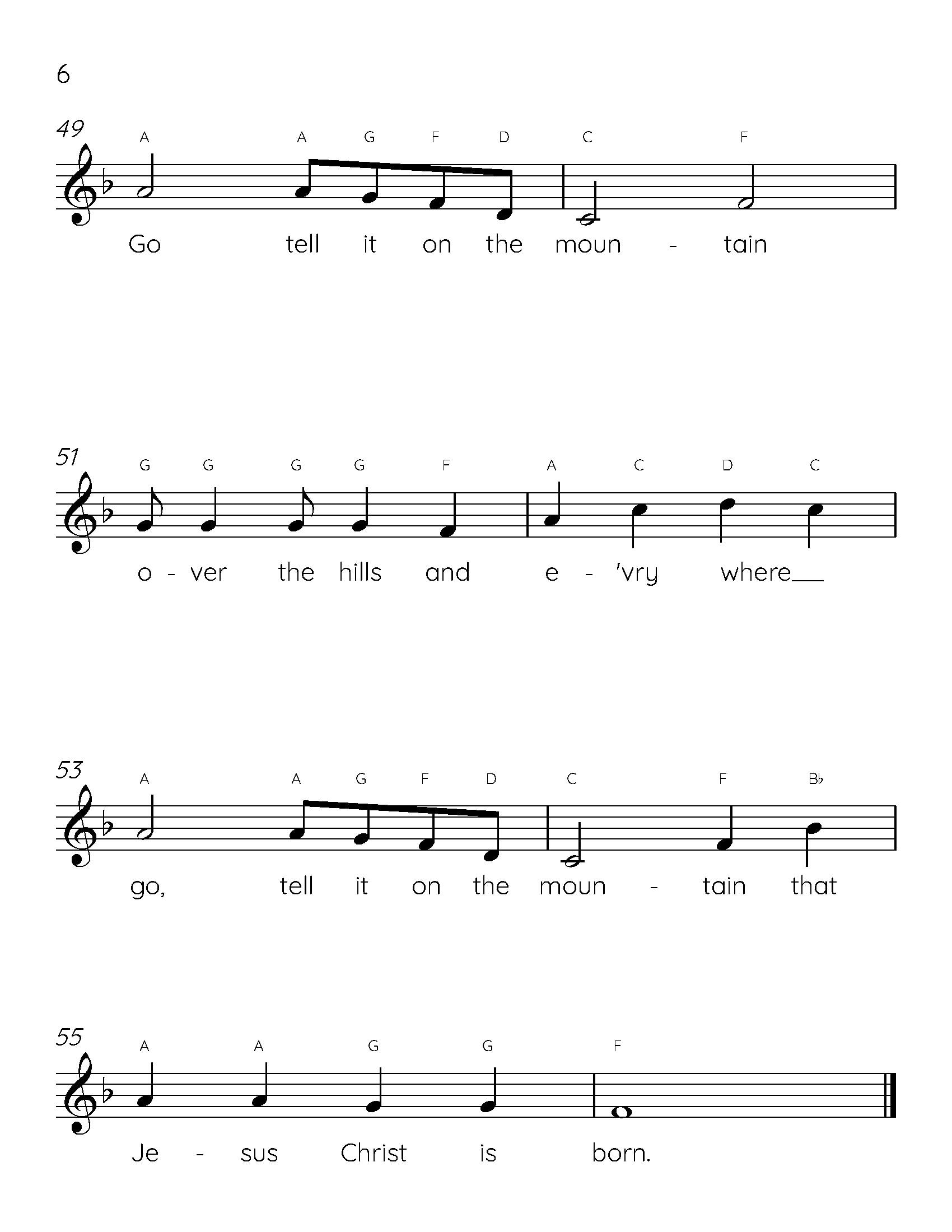 Go Tell It on the Mountain Easy Piano Sheet Music, Digital Downloadable ...