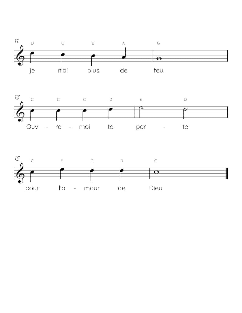 Au Clair De La Lune Easy Piano Sheet Music (digital Download), Kids ...