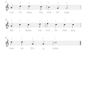The Muffin Man Easy Piano Sheet Music (digital Download), Kids Beginner ...
