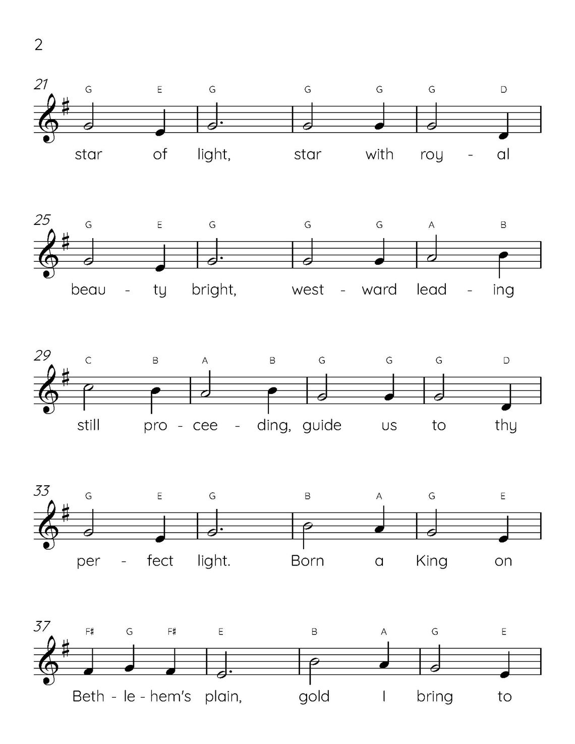 We Three Kings Easy Piano Sheet Music (digital Download), Beginner ...