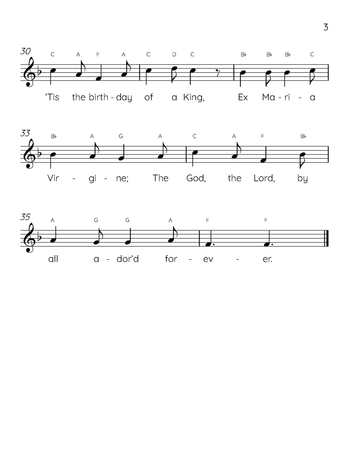 Christ Was Born on Christmas Day Easy Piano Sheet Music (digital ...