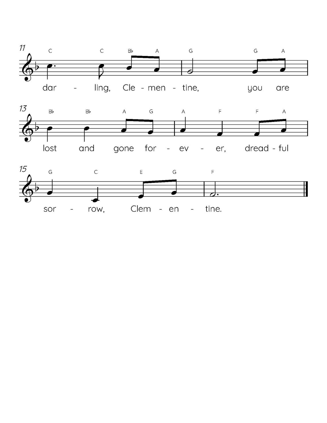 Oh My Darling Clementine Easy Piano Sheet Music (digital Download ...