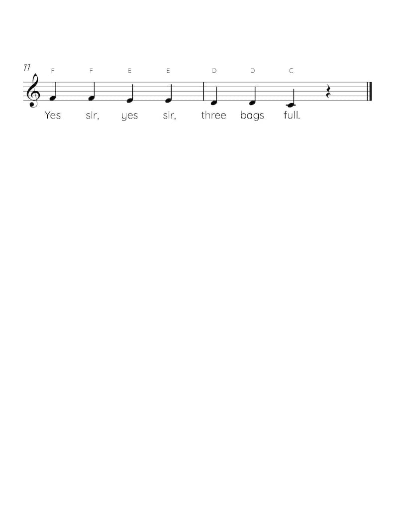 Baa Baa Black Sheep Easy Piano Sheet Music (digital Download), Kids ...