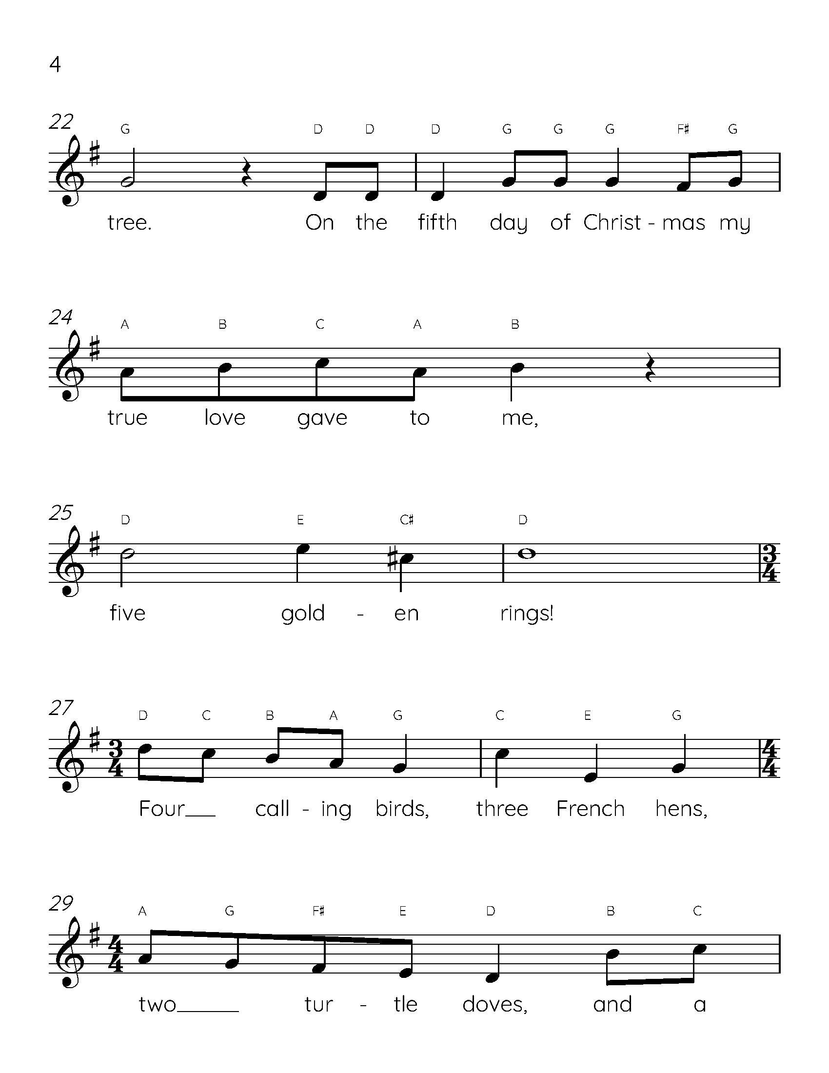 12 Days of Christmas Easy Piano Sheet Music, Digital Downloadable ...