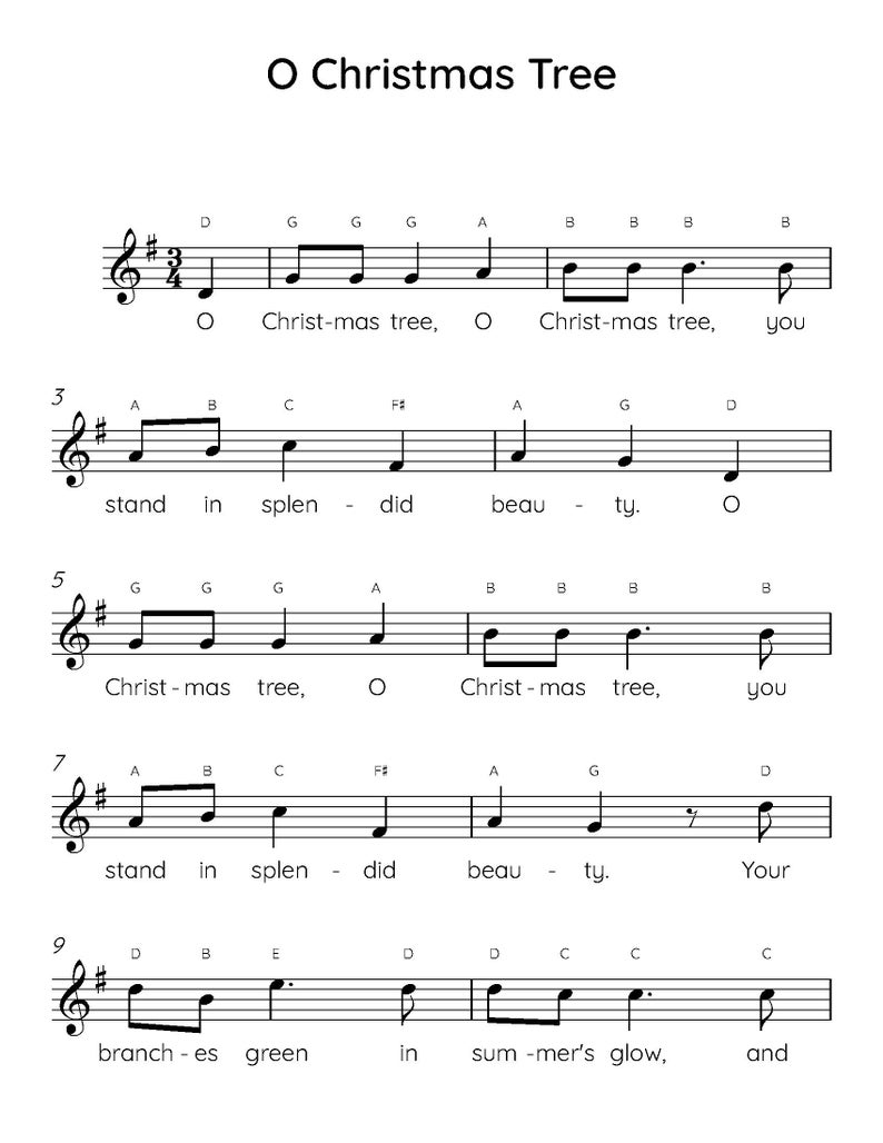 O Christmas Tree Easy Piano Sheet Music (digital Download), Kids ...